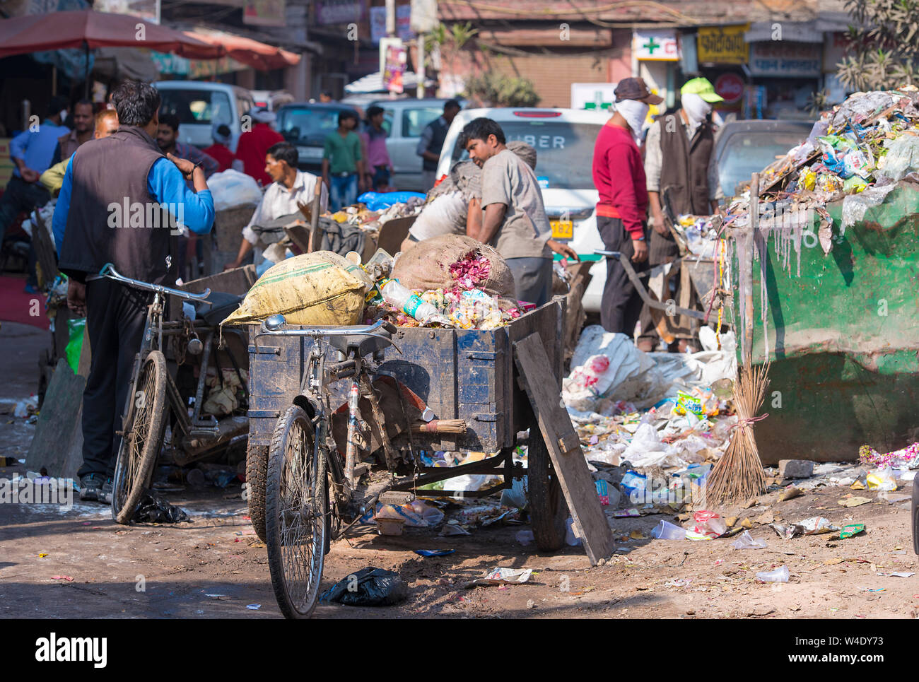 NEW DELHI - FEB 26: Waste trash garbage dumping ground in New Delhi on ...