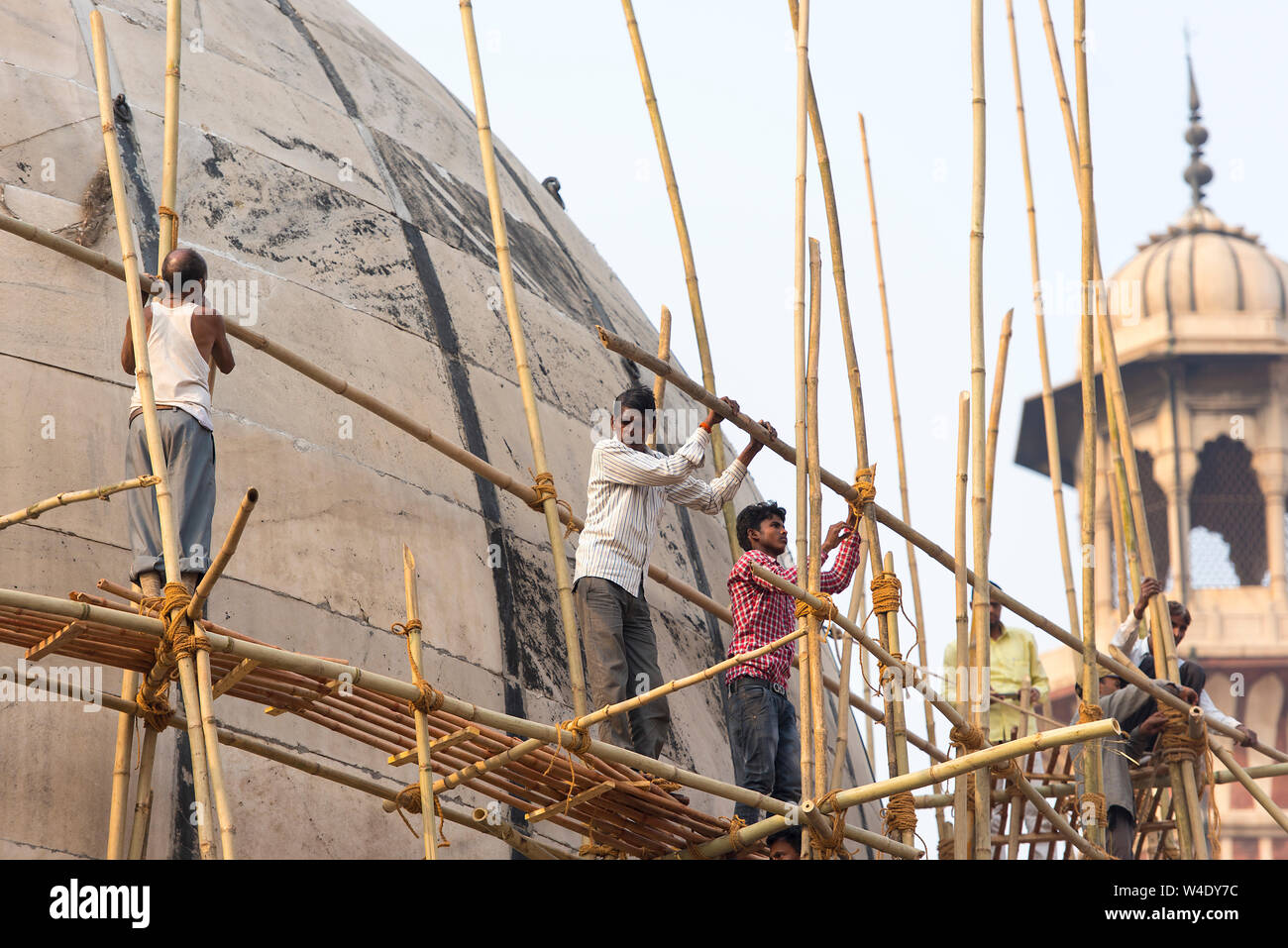 NEW DELHI - FEB 24: Jama Masjid Mosque under construction and Indian ...