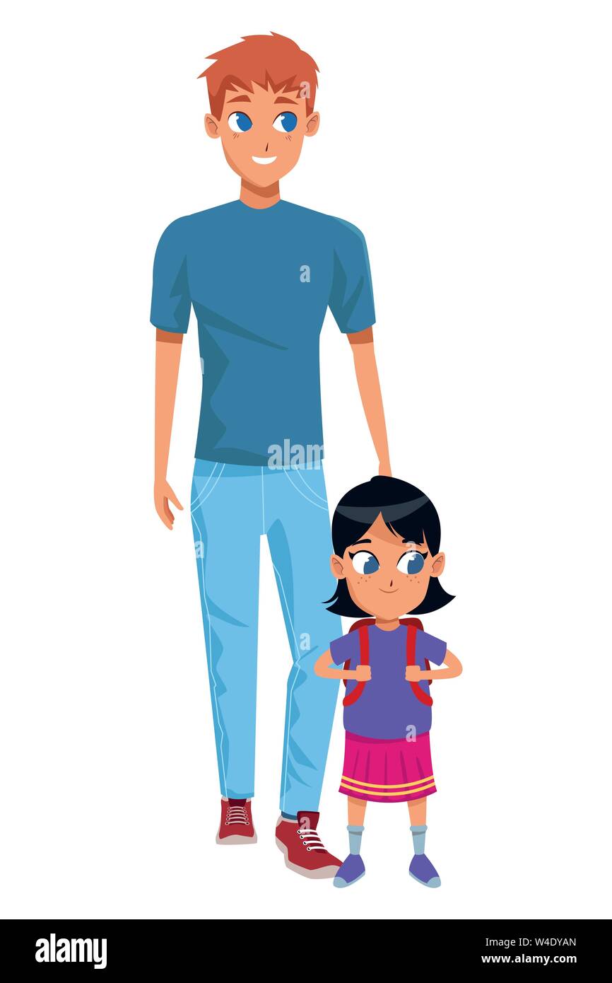 Family single parent with children cartoon Stock Vector Image & Art - Alamy