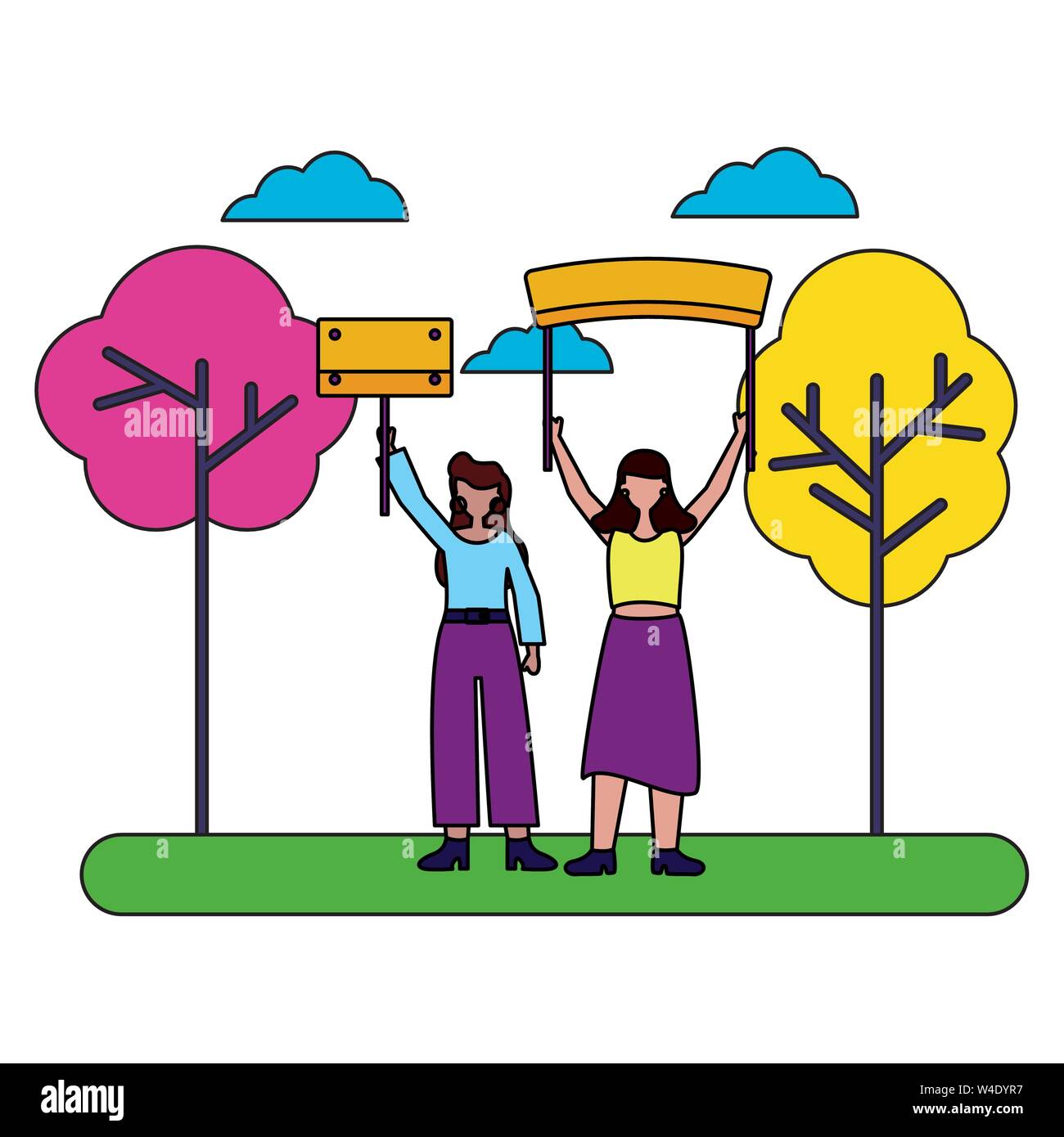 women with placards birthday celebration Stock Vector Image & Art - Alamy