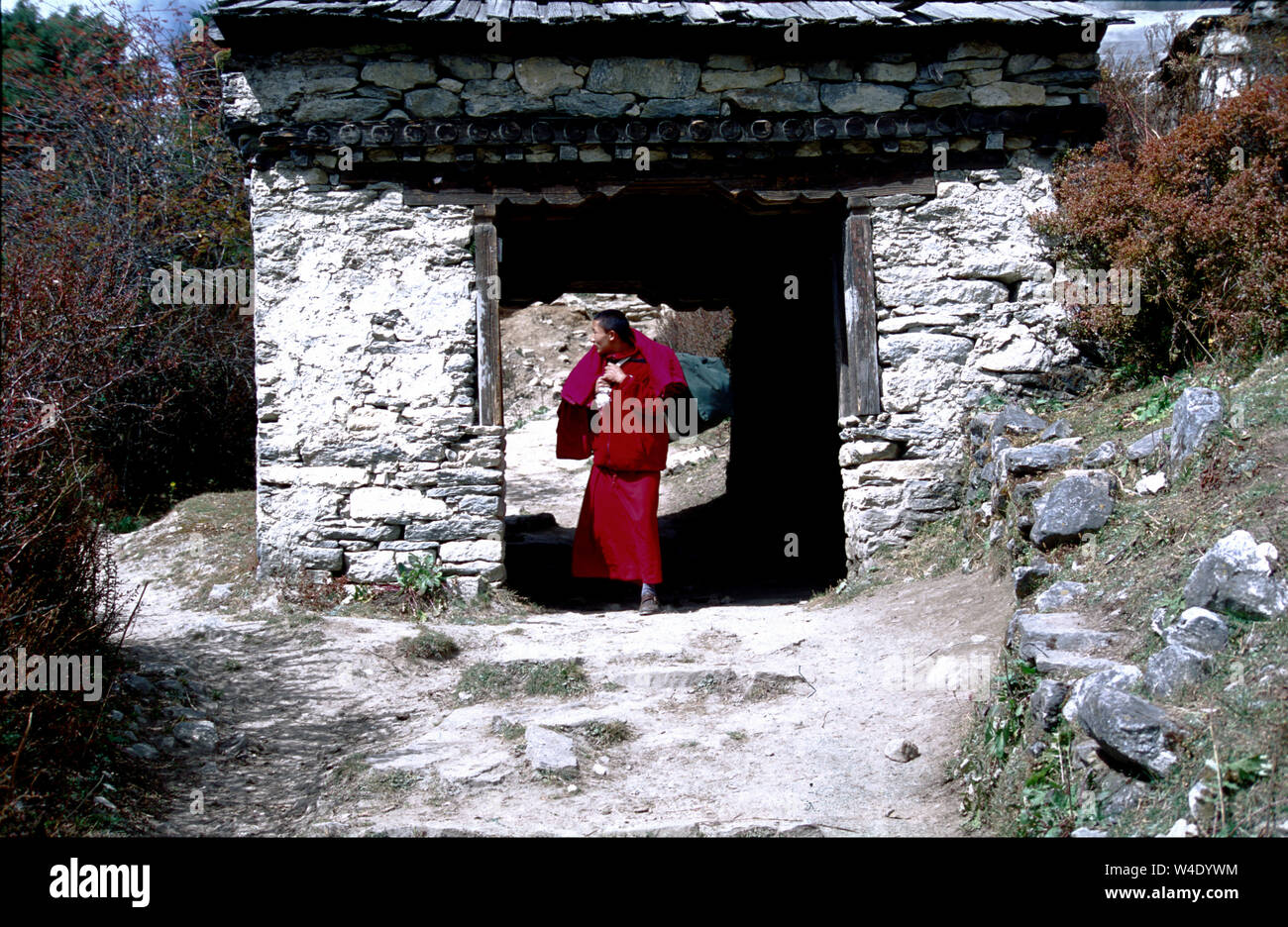 Buddhist monk at Tengboche monastery, Nepal Stock Photo - Alamy