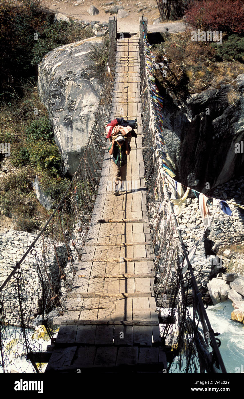 Suspension bridge (hanging bridge), Nepal Stock Photo - Alamy