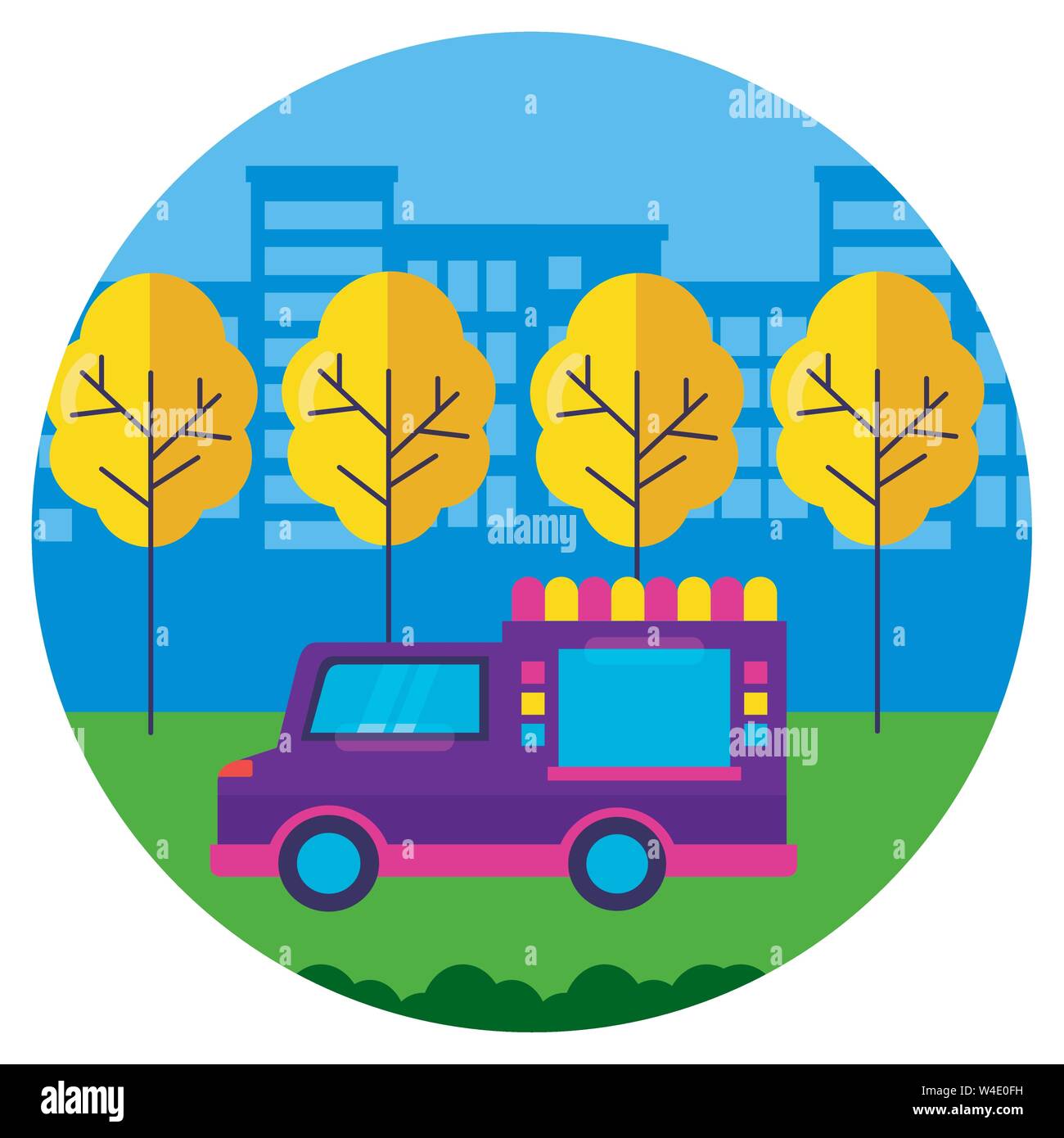 food truck park street trees design Stock Vector Image & Art - Alamy