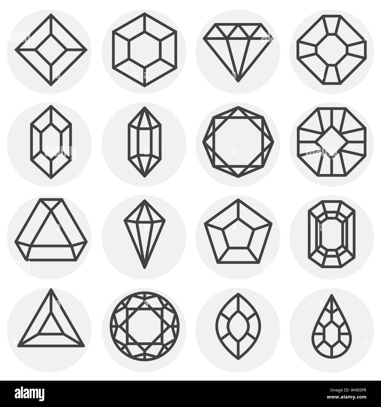 Gemstone icons set on background for graphic and web design. Simple ...