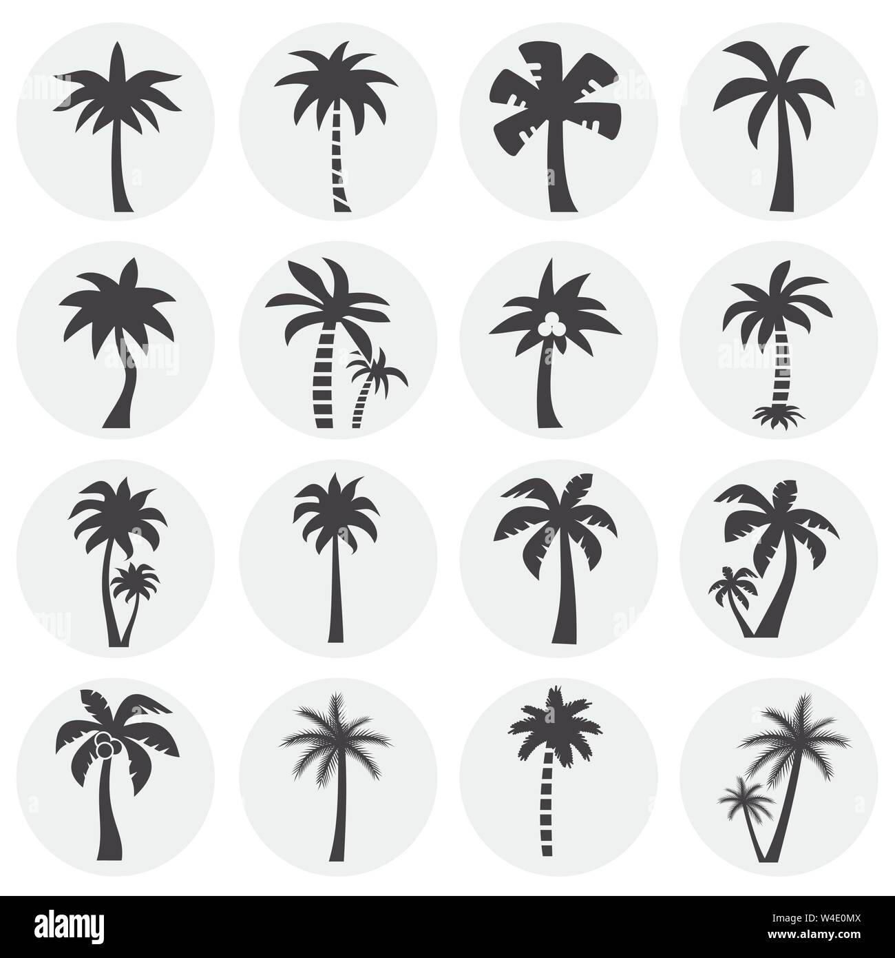 Palm tree related icon set on background for graphic and web design ...