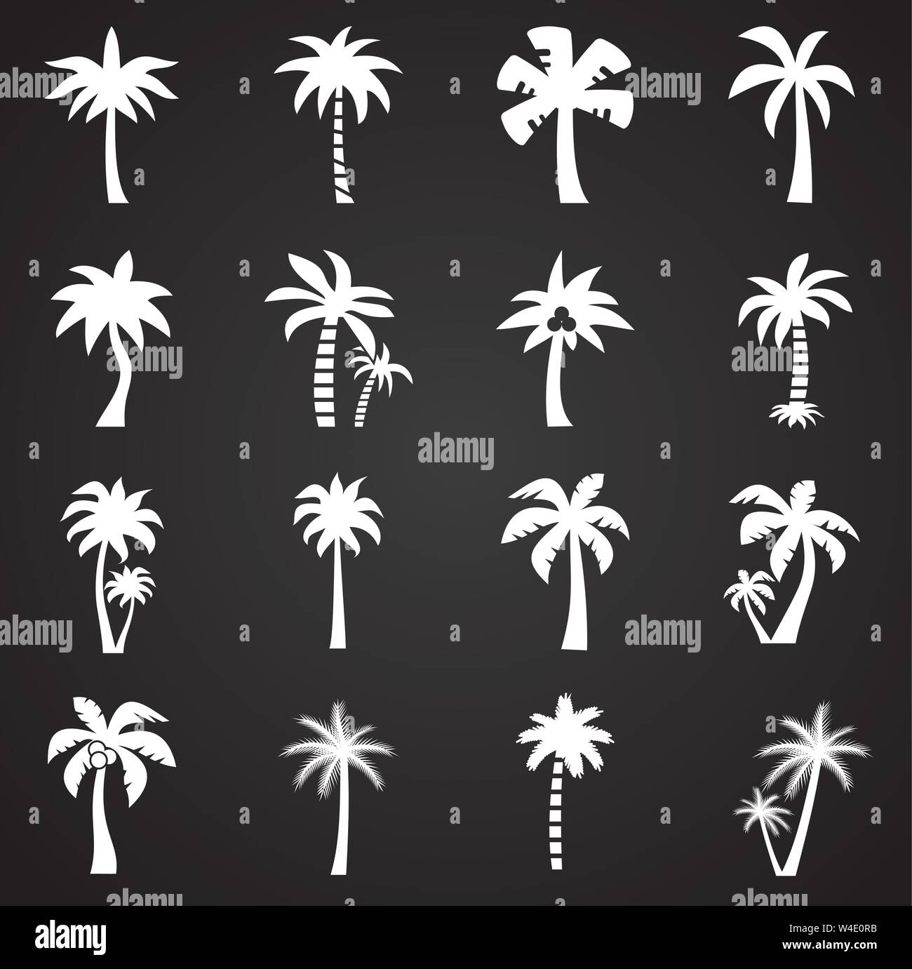 Palm tree related icon set on background for graphic and web design ...