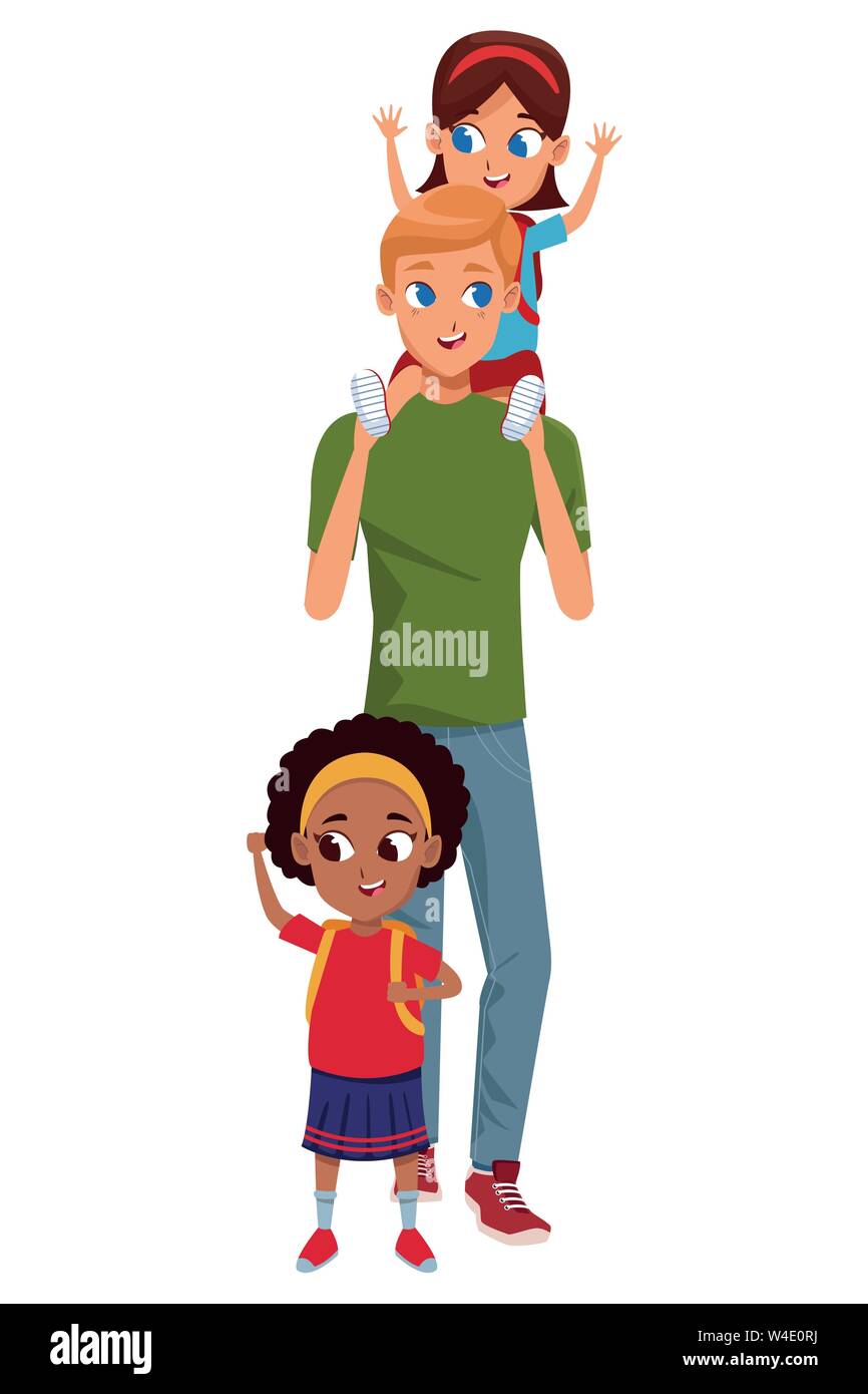 Family single father with children Stock Vector Image & Art - Alamy