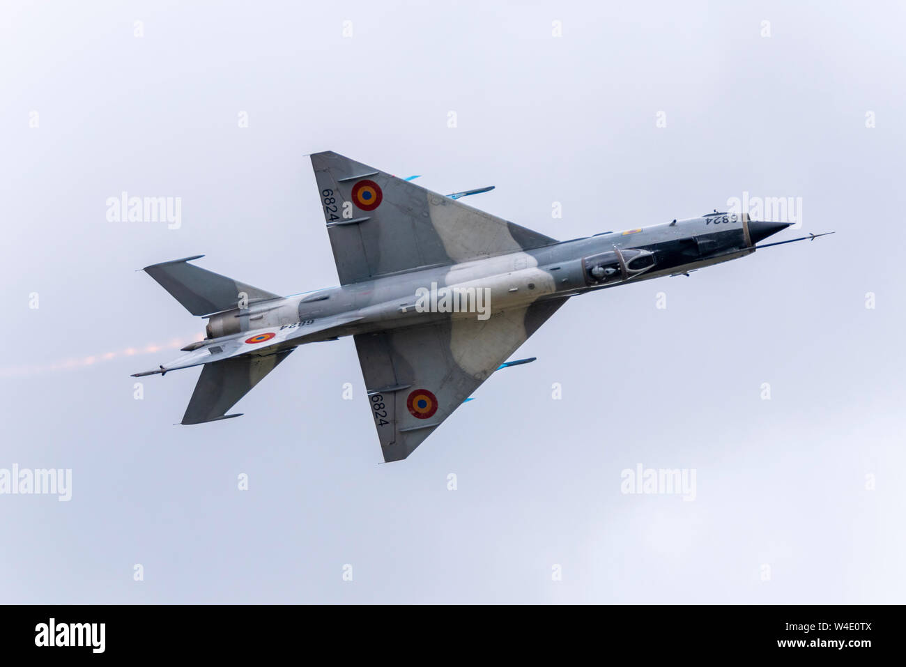 Romanian Air Force MiG-21 LanceR C jet fighter plane flying at Royal ...