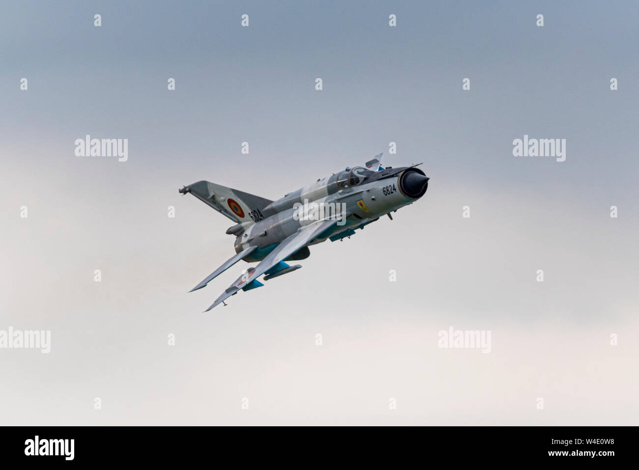 Romanian Air Force MiG-21 LanceR C jet fighter plane flying at Royal ...