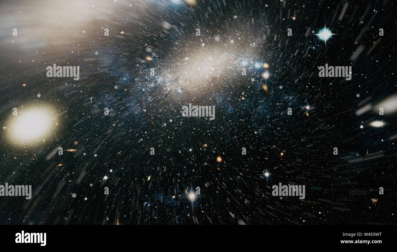 Star field and nebula in deep space many light years far from planet ...