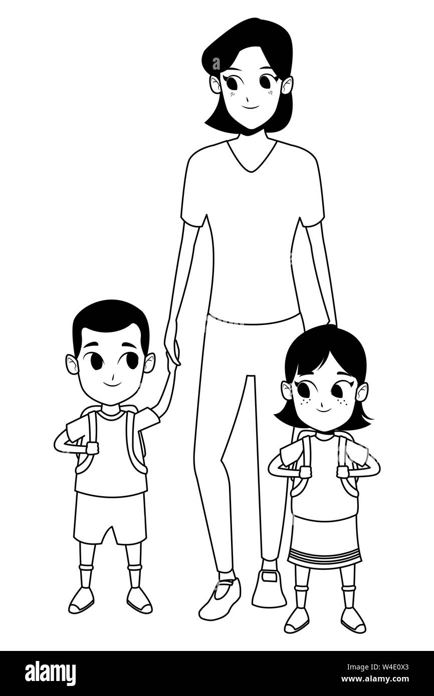 Single Parent Family Clipart Black And White