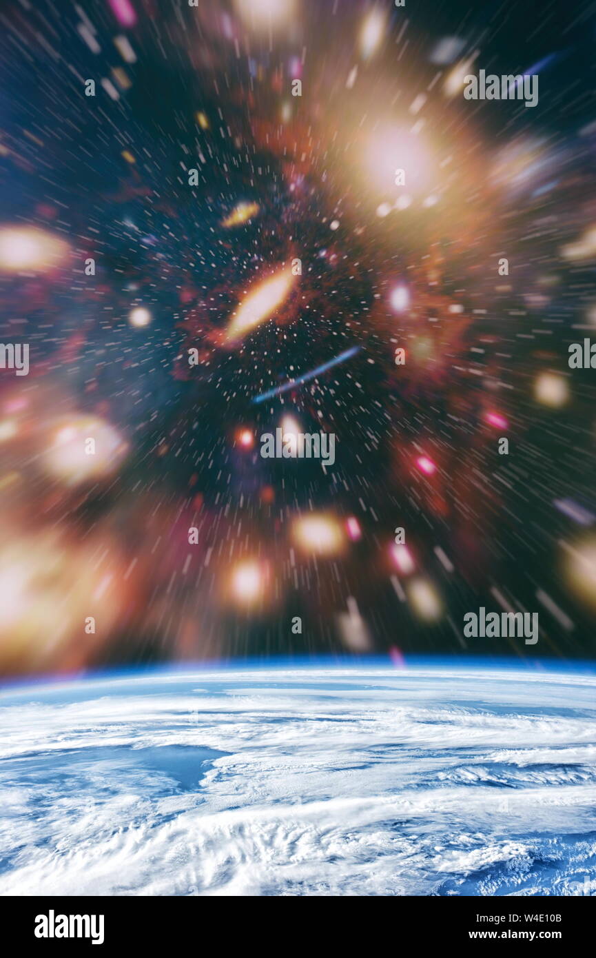 Beautiful night sky, star in the space. Collage on space, science and ...