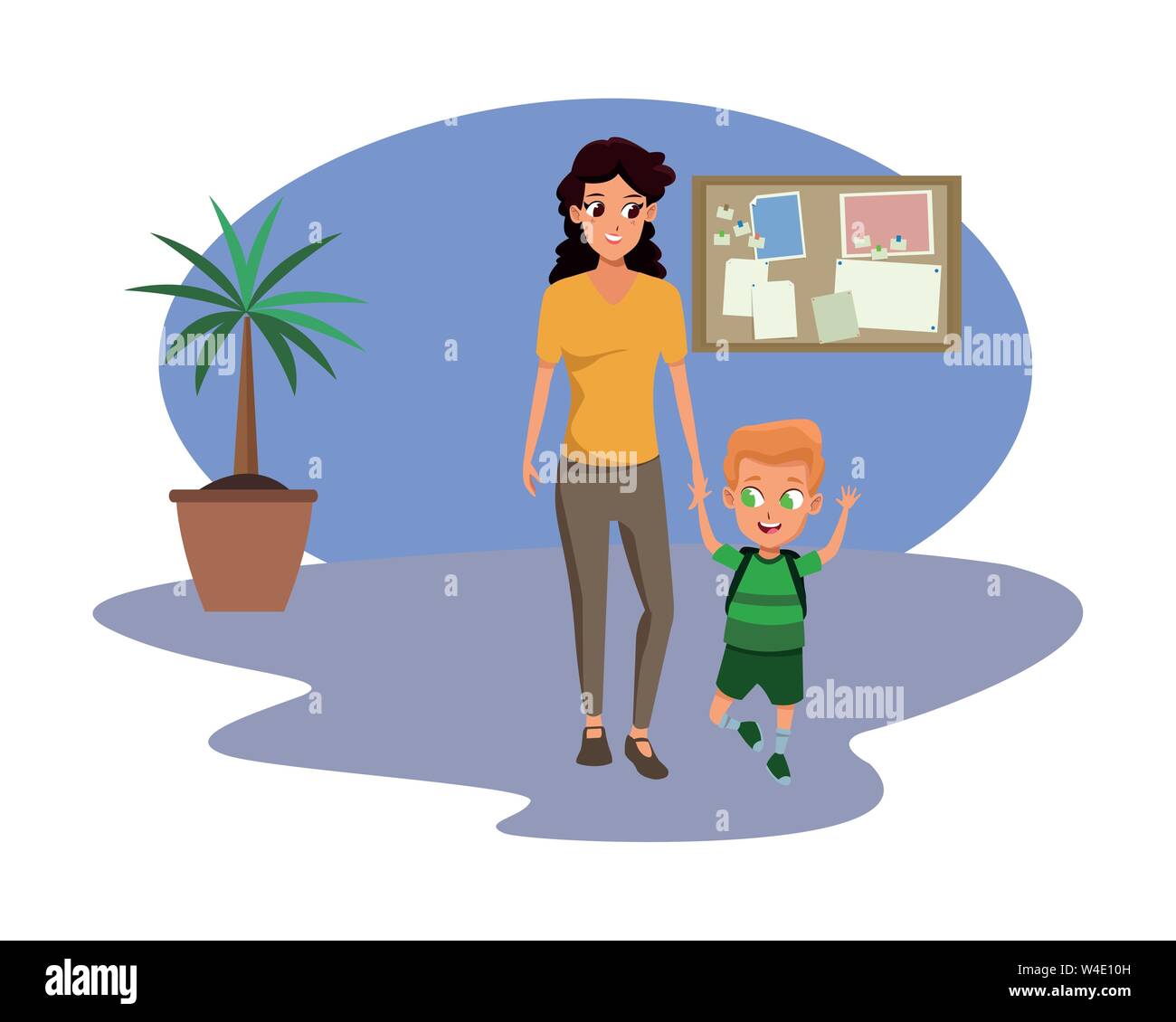 Family single parent with children cartoon Stock Vector Image & Art - Alamy