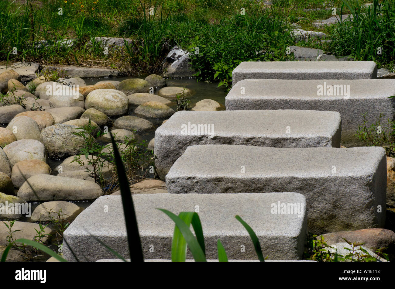 stone stepping on brook Stock Photo - Alamy