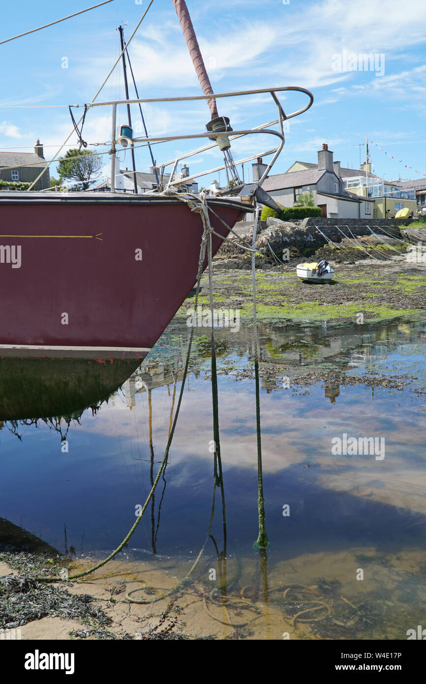 Small boats in the harbour at Cemaes Bay, Anglesey, North Wales, UK ...