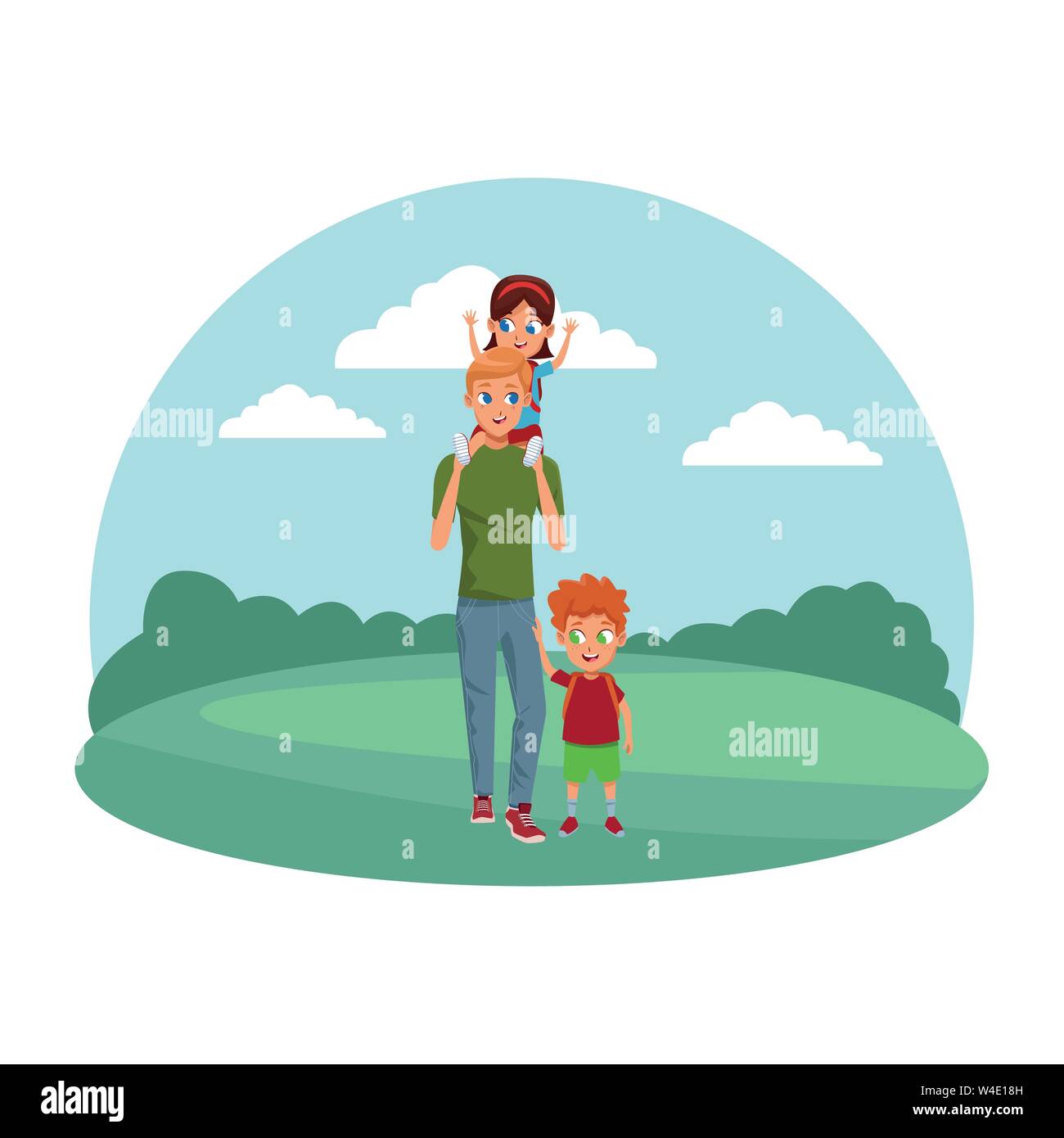 Family single father with children Stock Vector Image & Art - Alamy