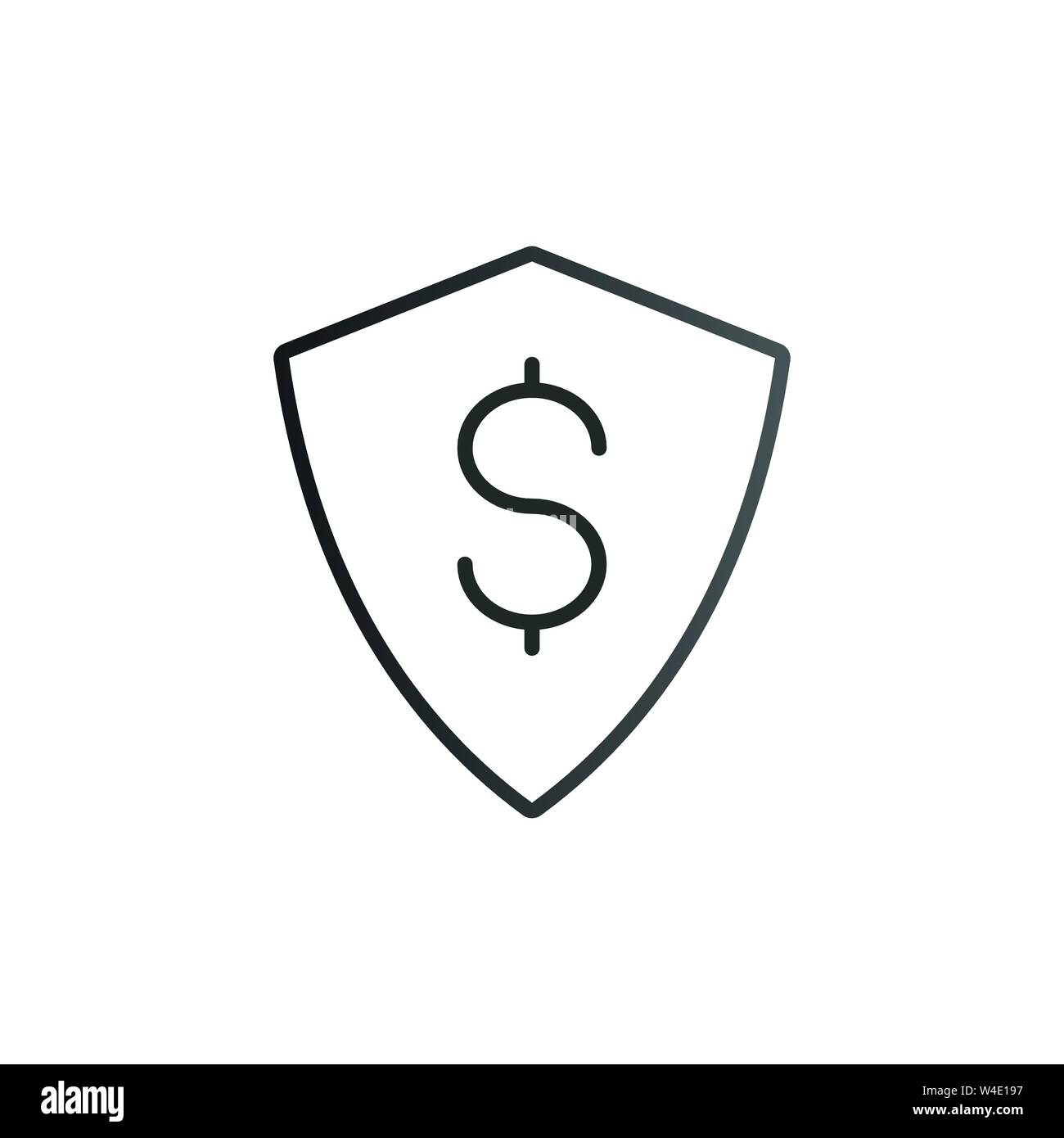 Dollar Money Currency Sign Shield Icon. Vector illustration isolated on ...