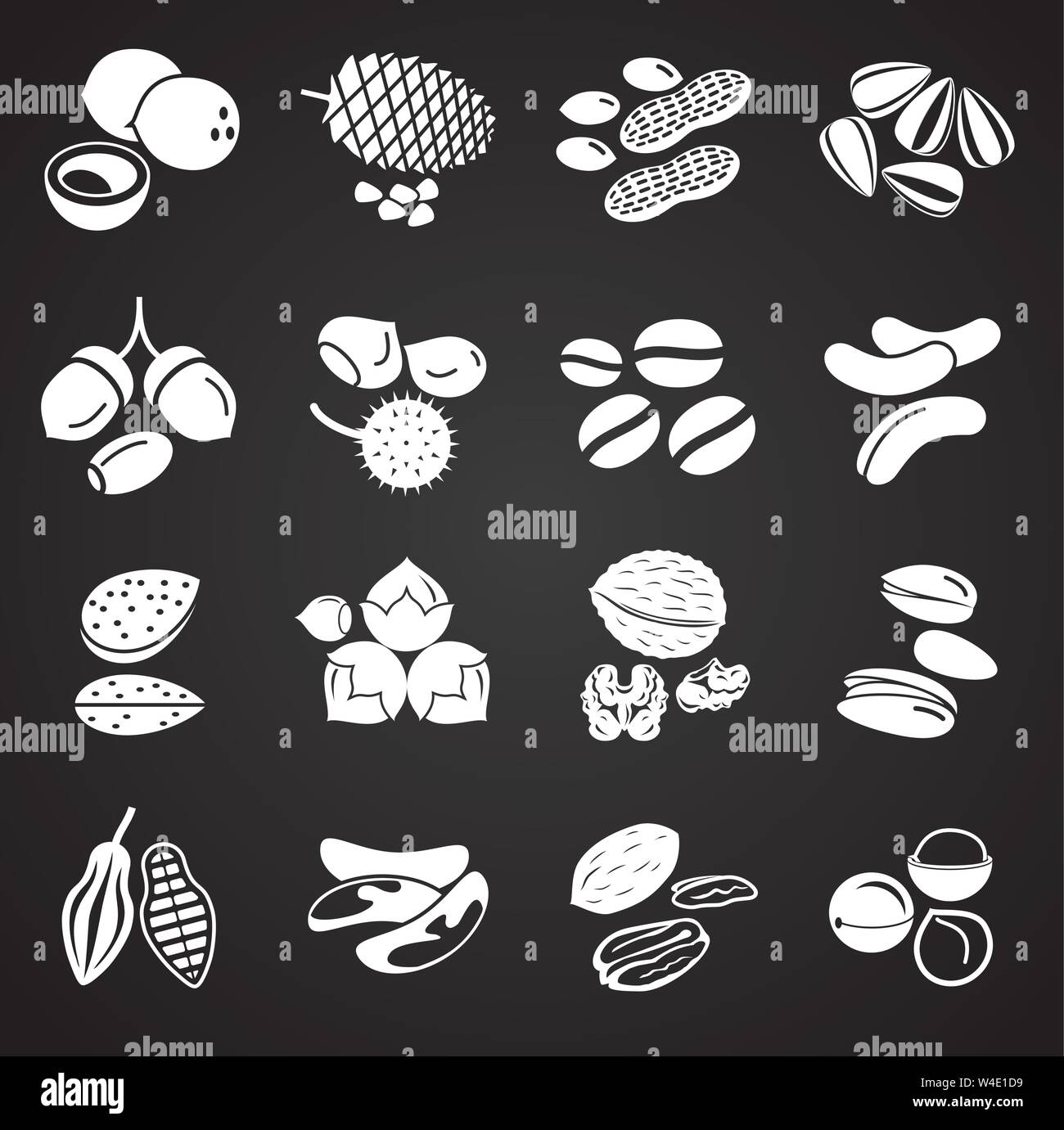 Nuts related icons set on background for graphic and web design. Simple ...