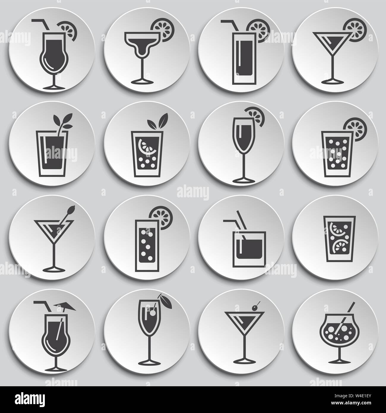 Cocktail related icons set on background for graphic and web design ...