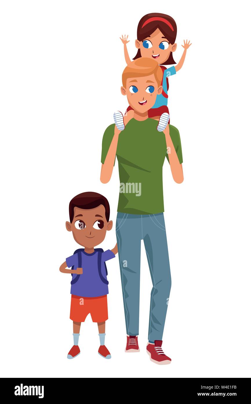 Family single father with children Stock Vector Image & Art - Alamy