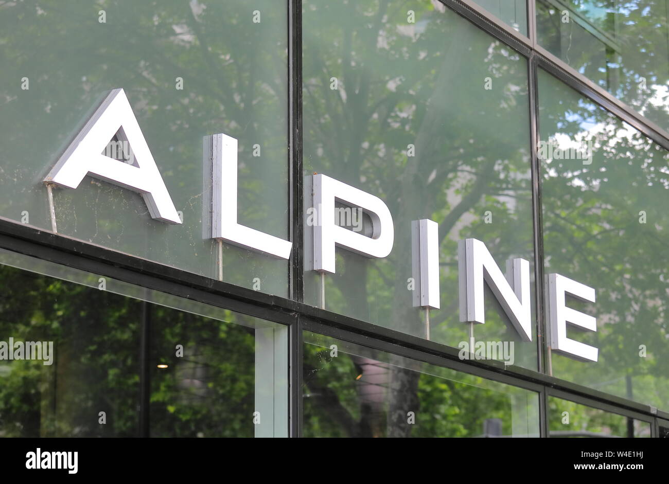 Alpine car manufacturer sign France Stock Photo - Alamy