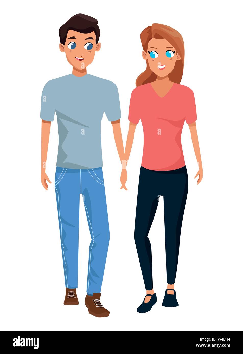 Young couple smiiling and walking cartoon Stock Vector Image & Art - Alamy