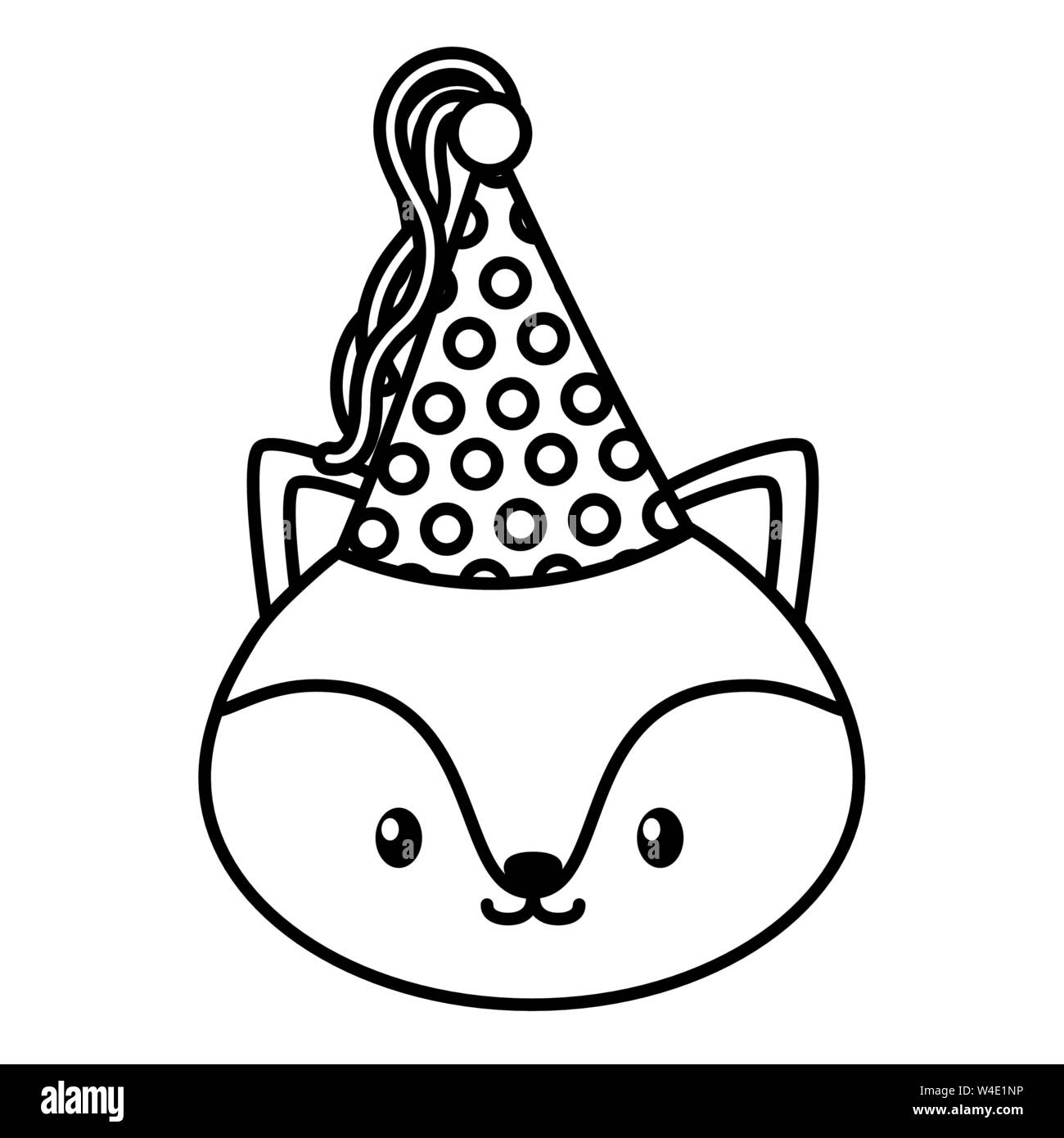 birthday celebration cute fox party hat Stock Vector Image & Art - Alamy