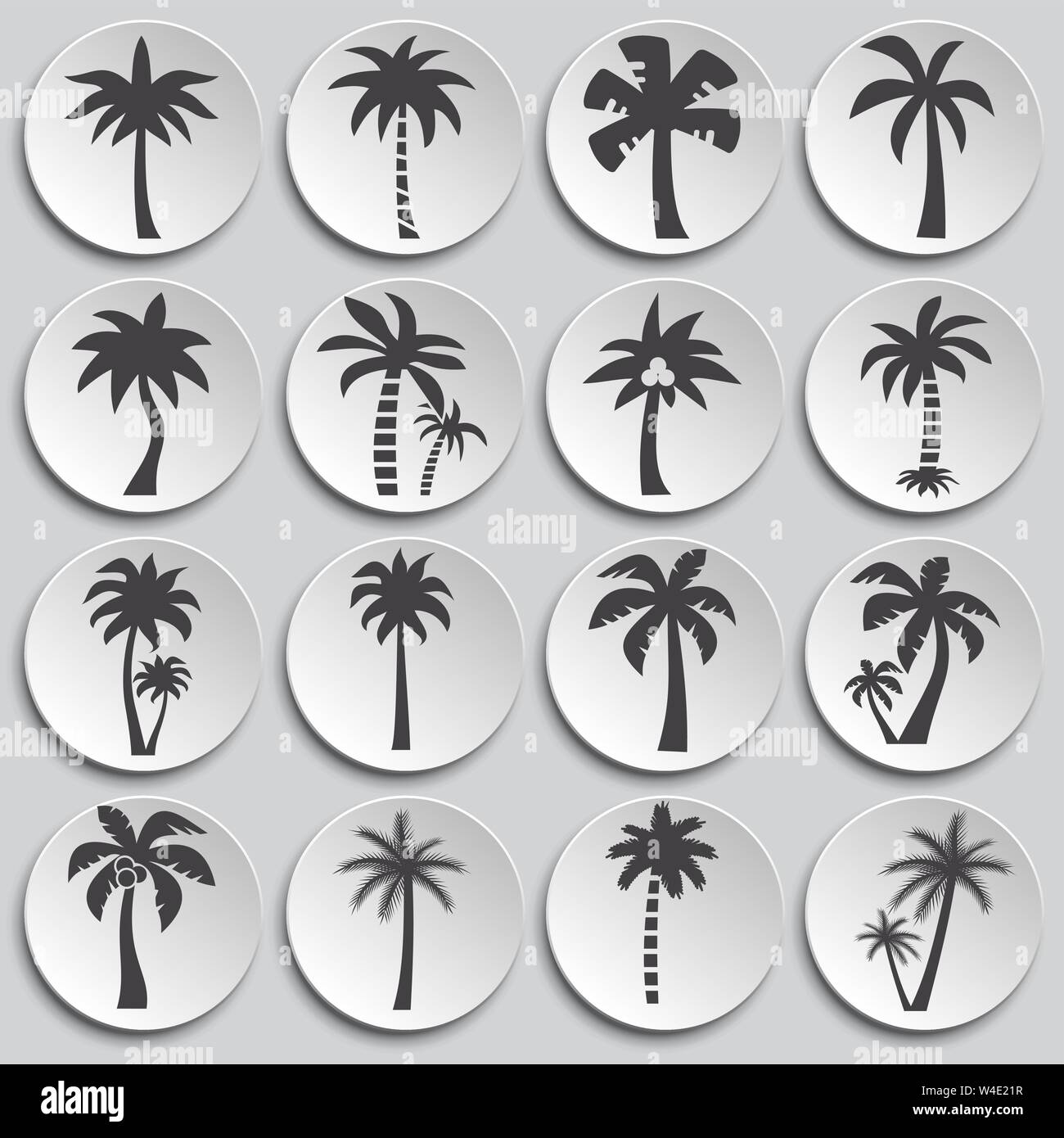 Palm tree related icon set on background for graphic and web design ...