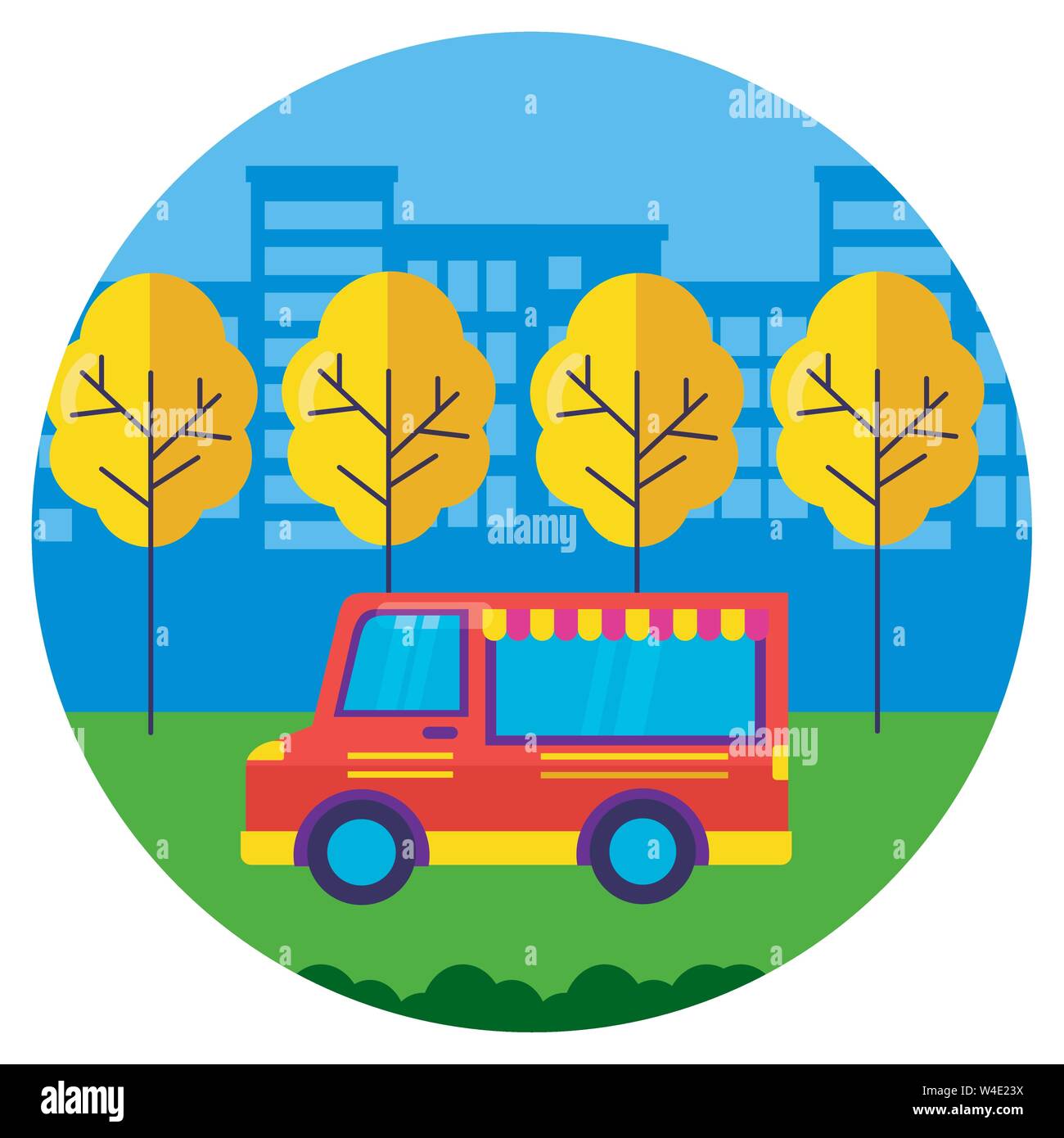 food truck park street trees design Stock Vector Image & Art - Alamy