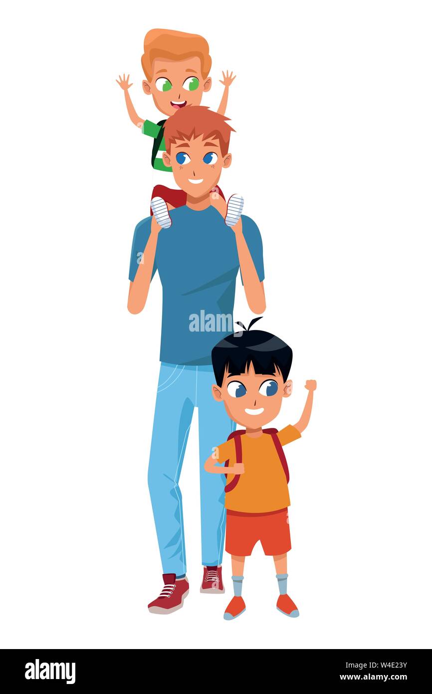Family single parent with childrens cartoon Stock Vector Image & Art ...