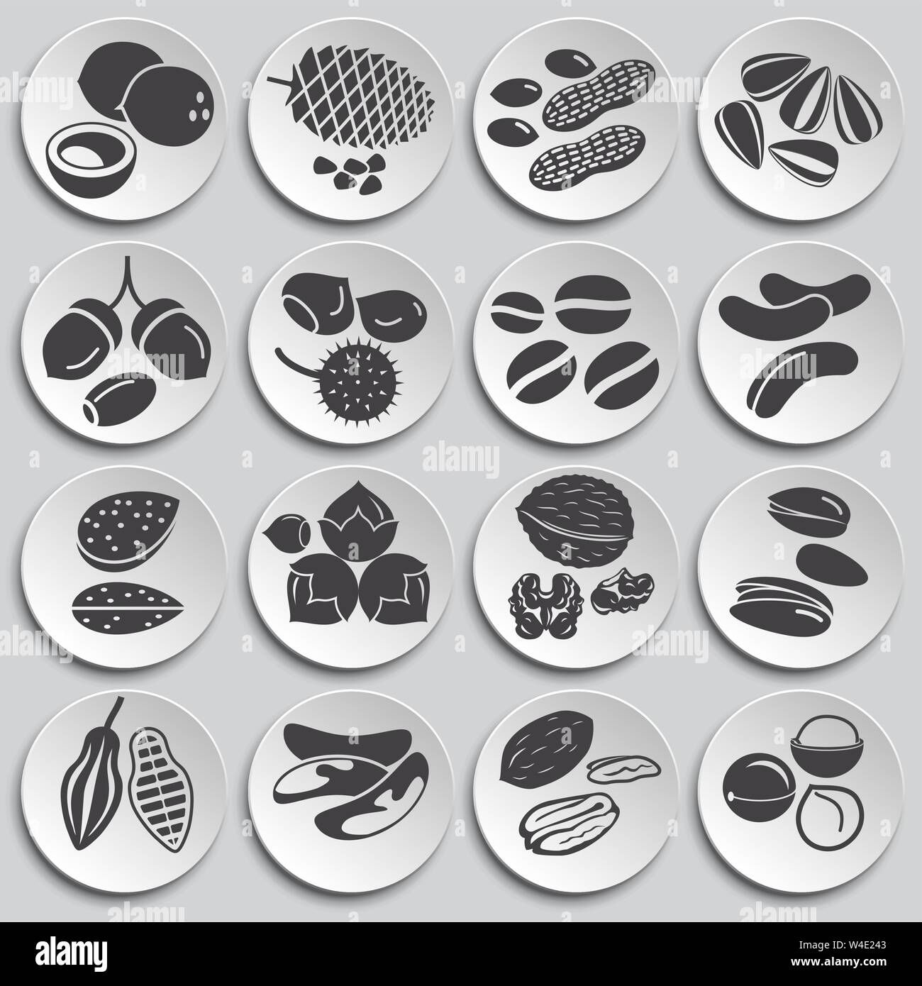 Nuts related icons set on background for graphic and web design. Simple ...