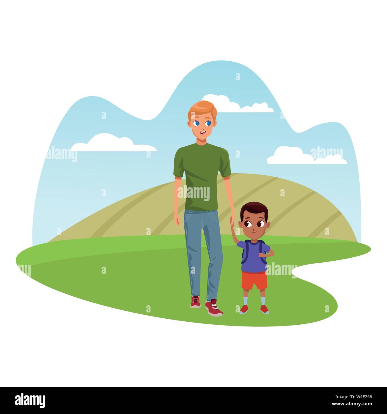 Family single father with children Stock Vector Image & Art - Alamy