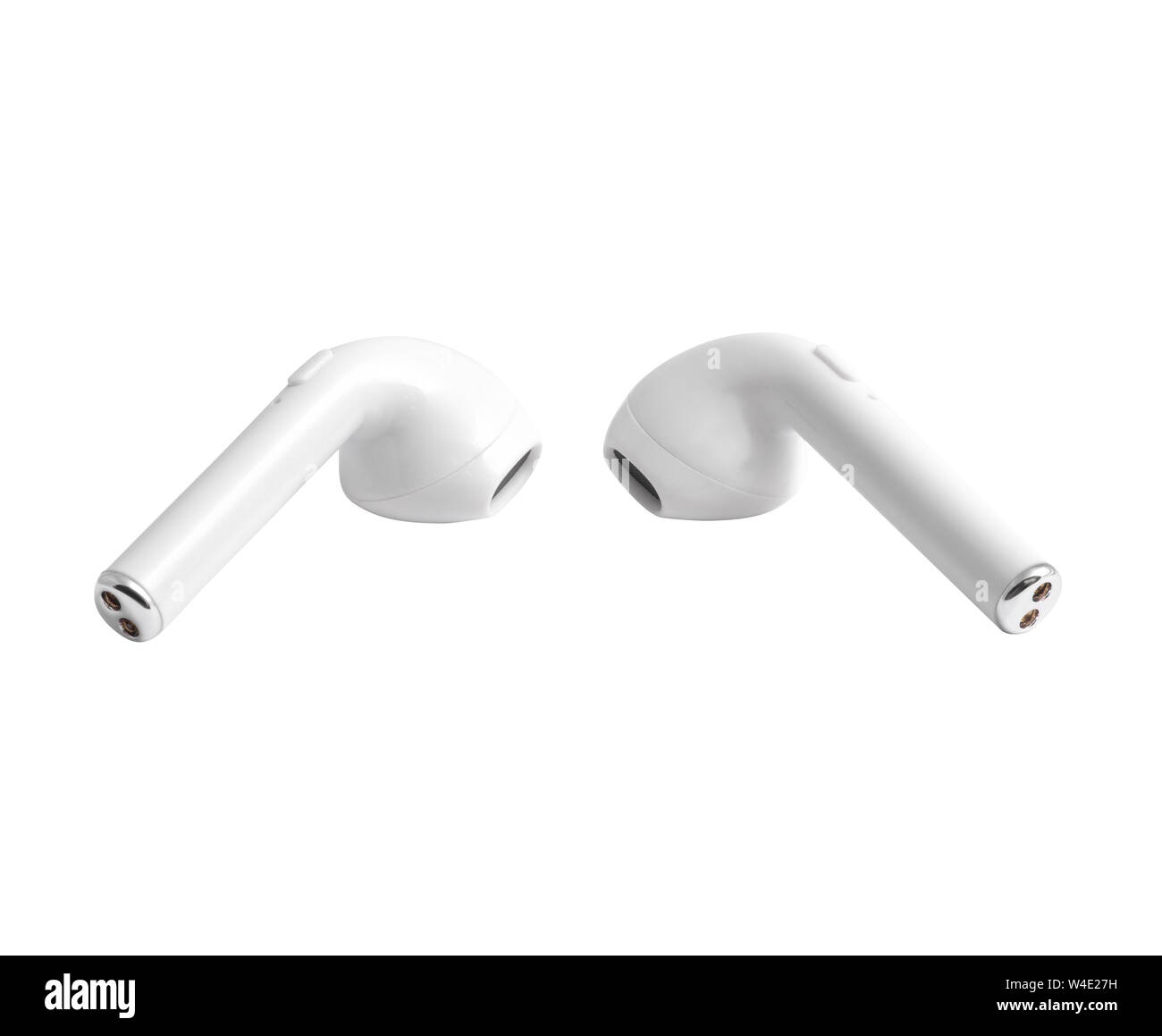 White wireless headphones isolated on white background front view ...