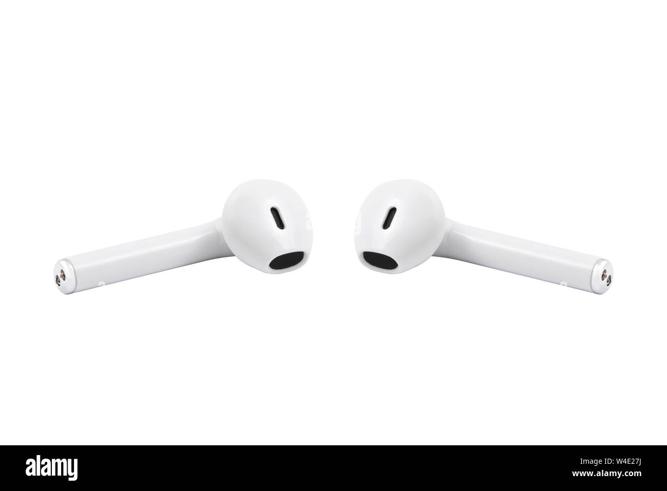 White wireless headphones isolated on white background front view ...