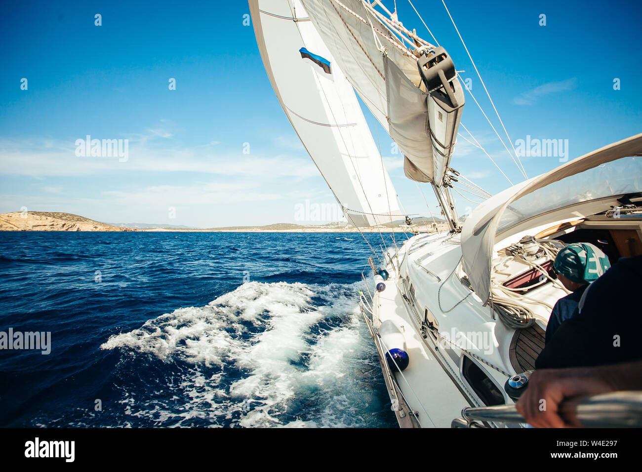 Sail boat in action Stock Photo - Alamy
