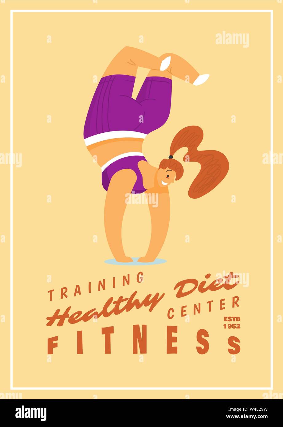 Fitness Woman Poster. Health sport in club. Cute Plus Size banner. Fat ...