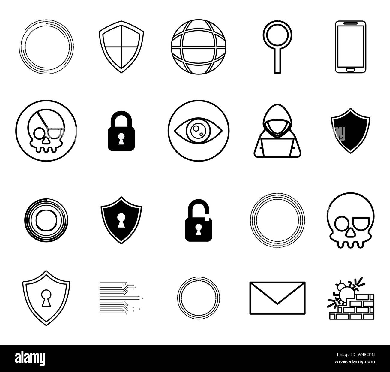 bundle of cyber security monochrome set icons Stock Vector Image & Art ...
