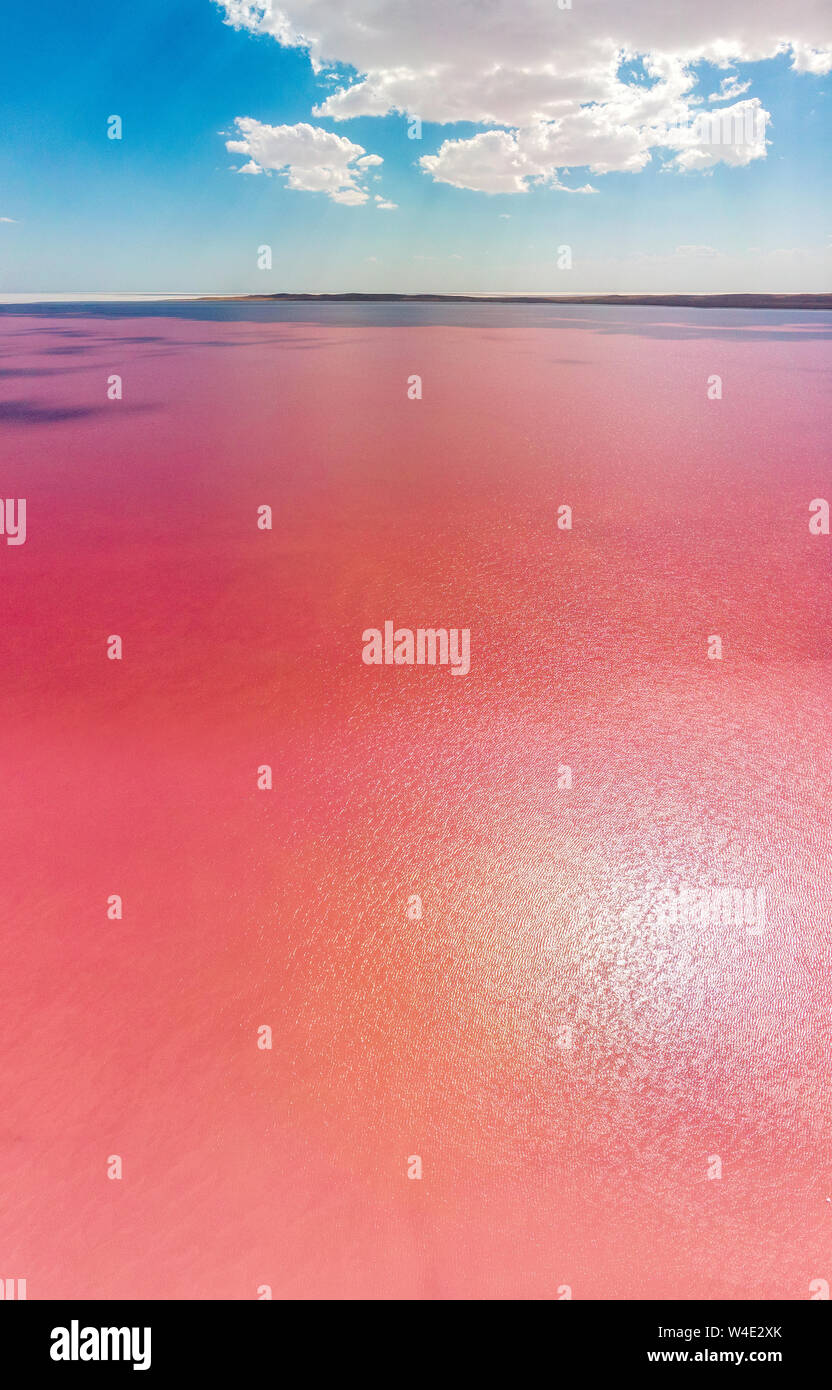 Aerial view of Lake Tuz, Tuz Golu. Salt Lake. Red, pink salt water. It ...