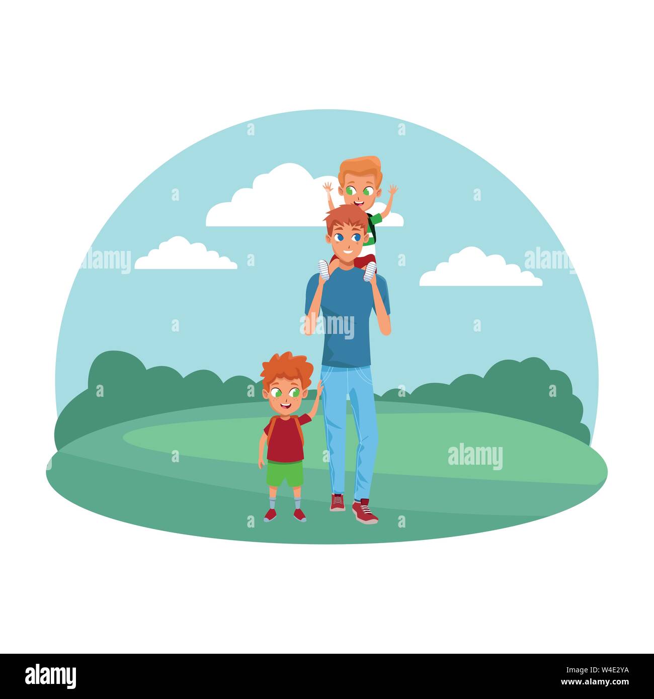 Family single father with children Stock Vector Image & Art - Alamy