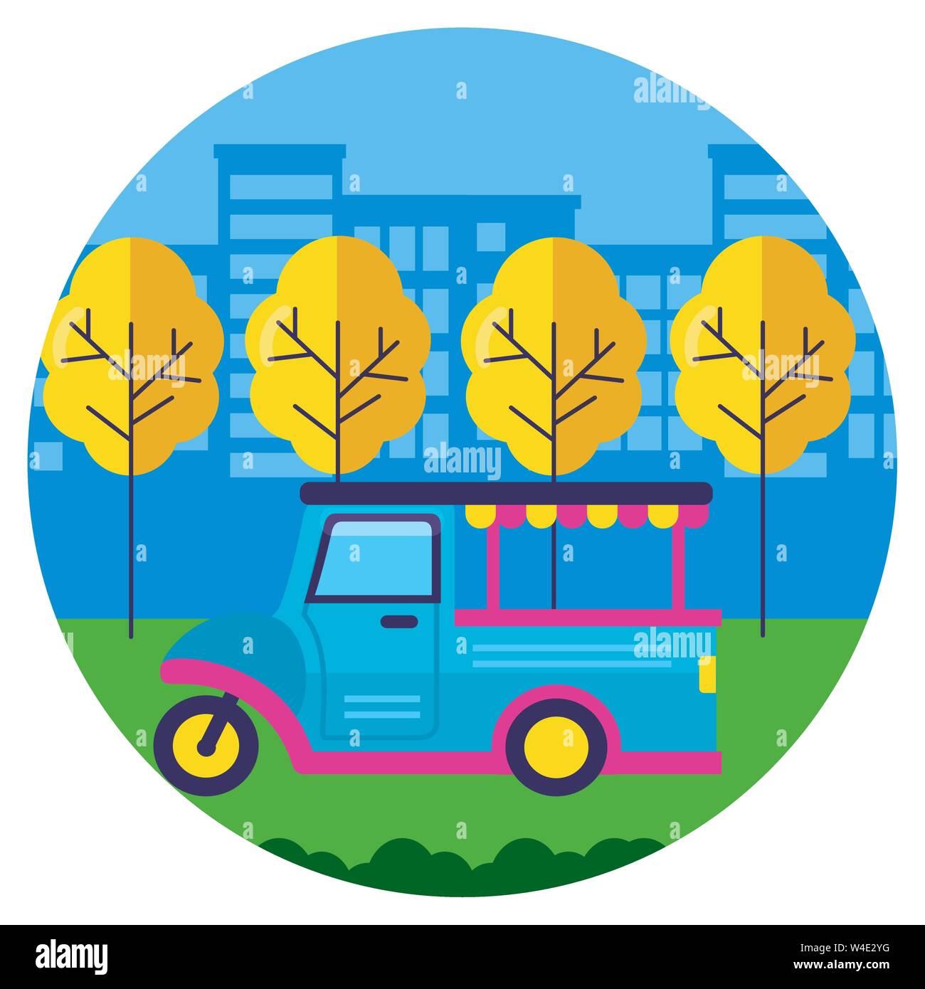 food truck park street trees design Stock Vector Image & Art - Alamy