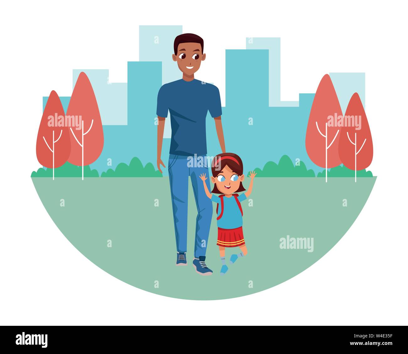 Family single father with children Stock Vector Image & Art - Alamy