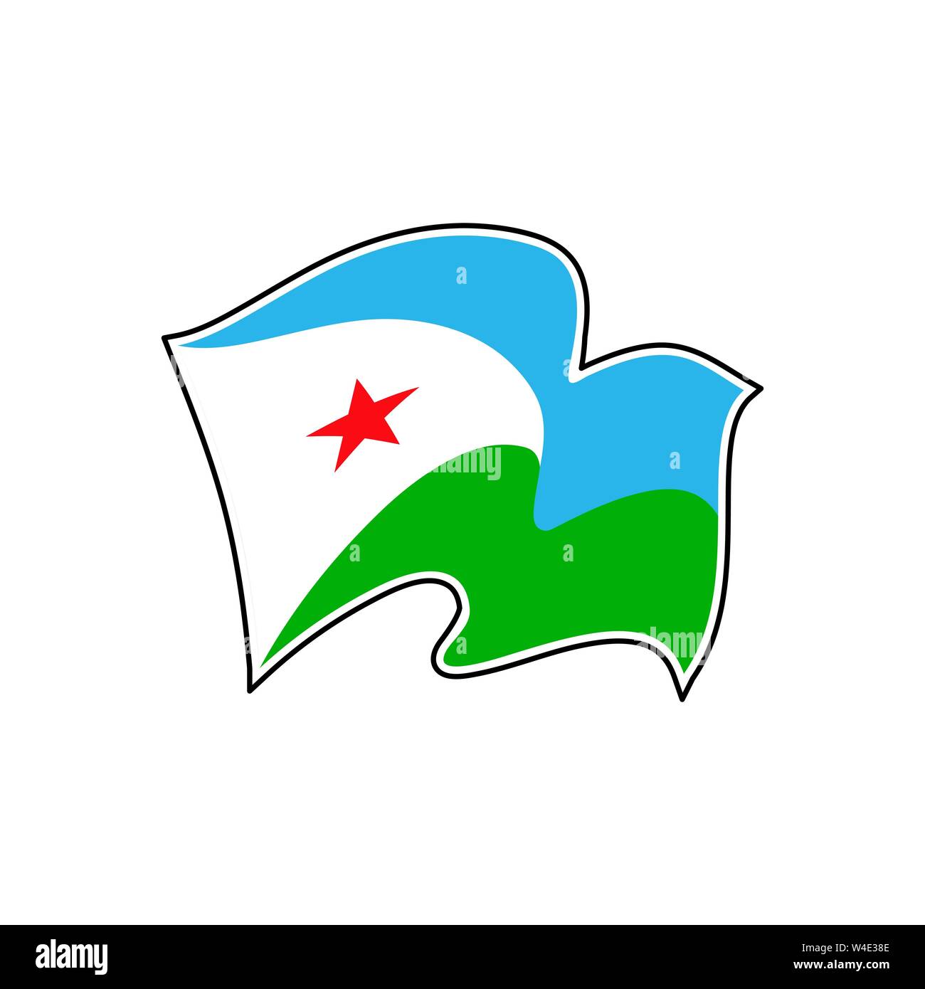 The national flag of Djibouti. Drapeau de Djibouti. Djiboutian natinal ...