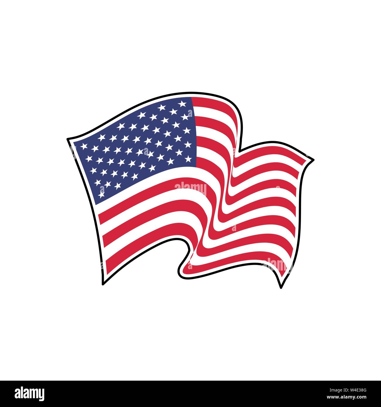 American Flag Wave Vector Clipart
