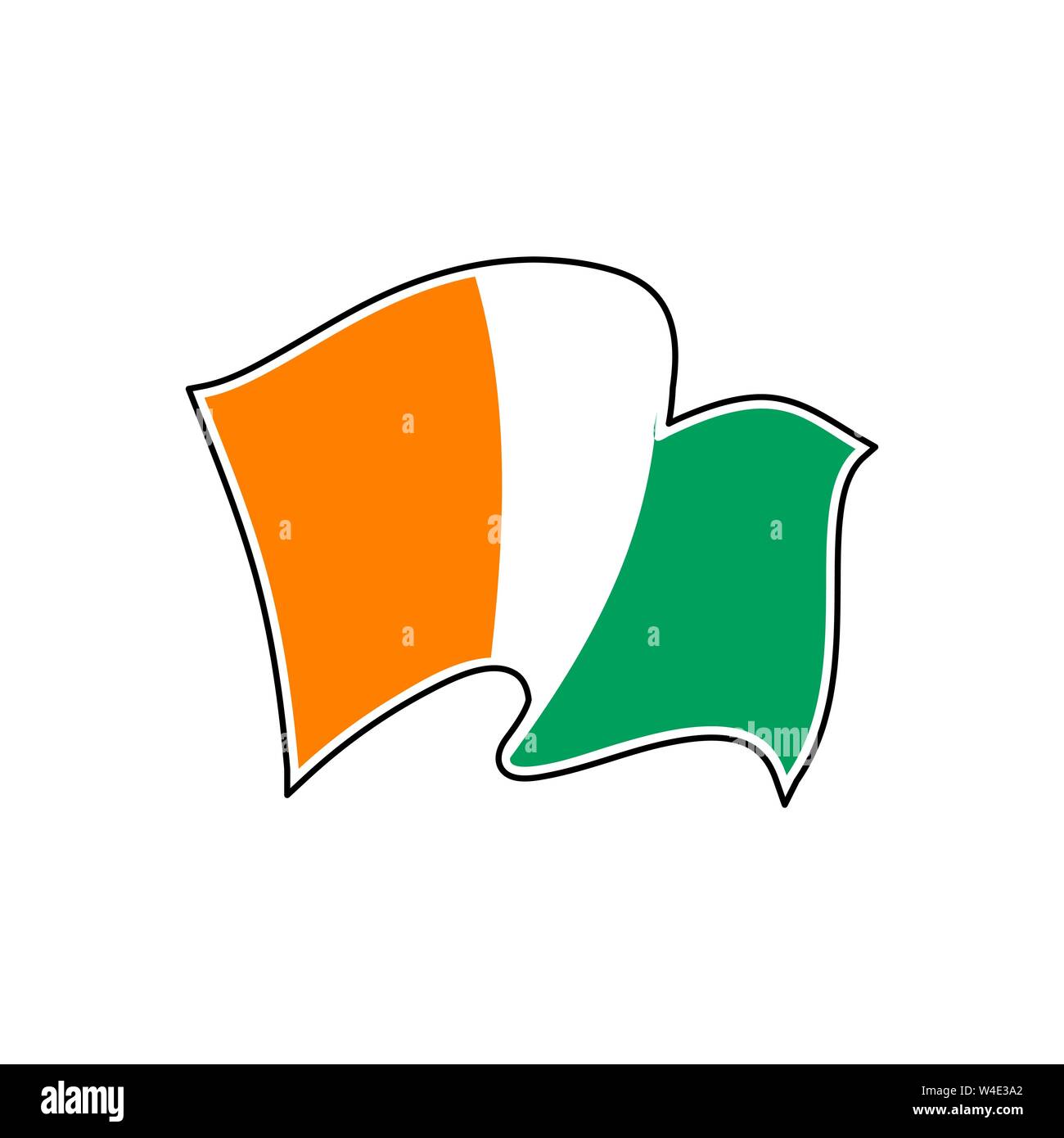 The flag of Republic of Côte d'Ivoire. Vector illustration. Drapeau de ...