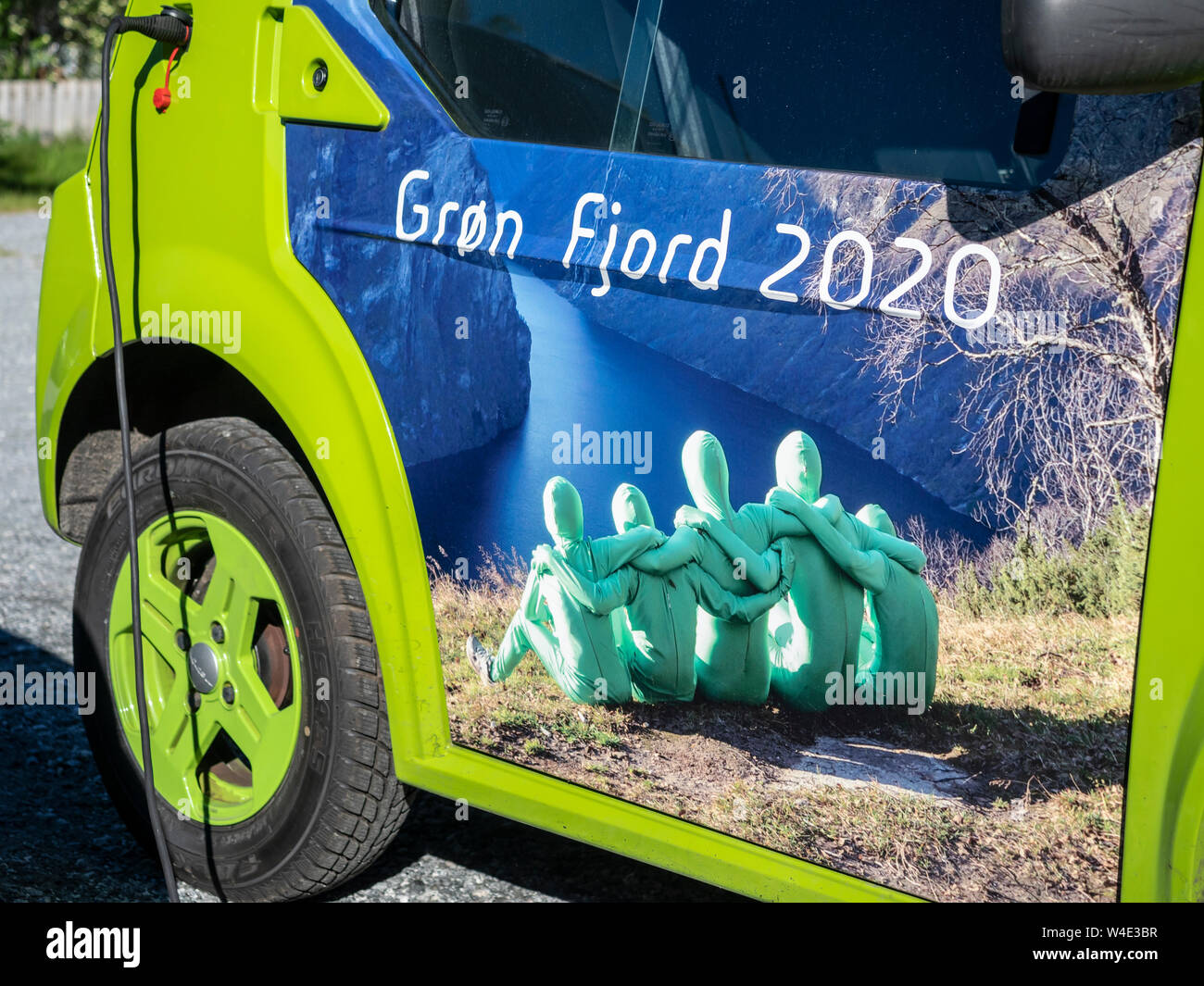 Electric powered Buddy car charging up at Geiranger, green fjord 2020 ...