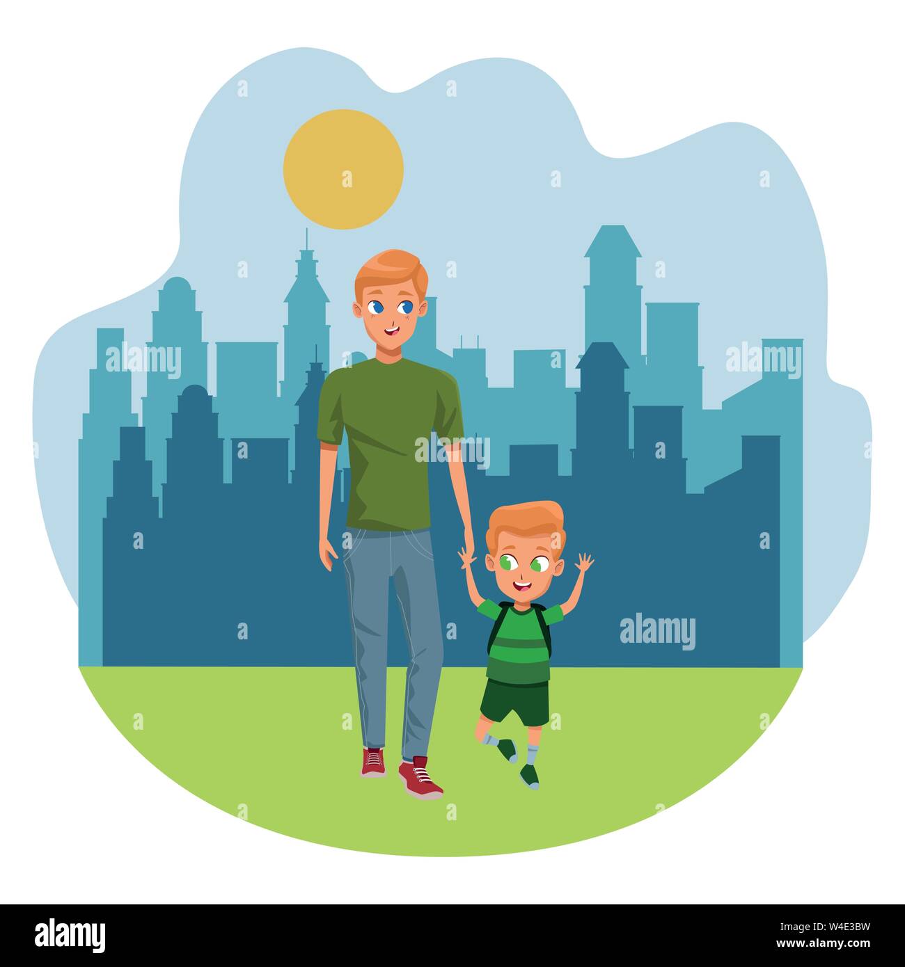 Family single father with children Stock Vector Image & Art - Alamy
