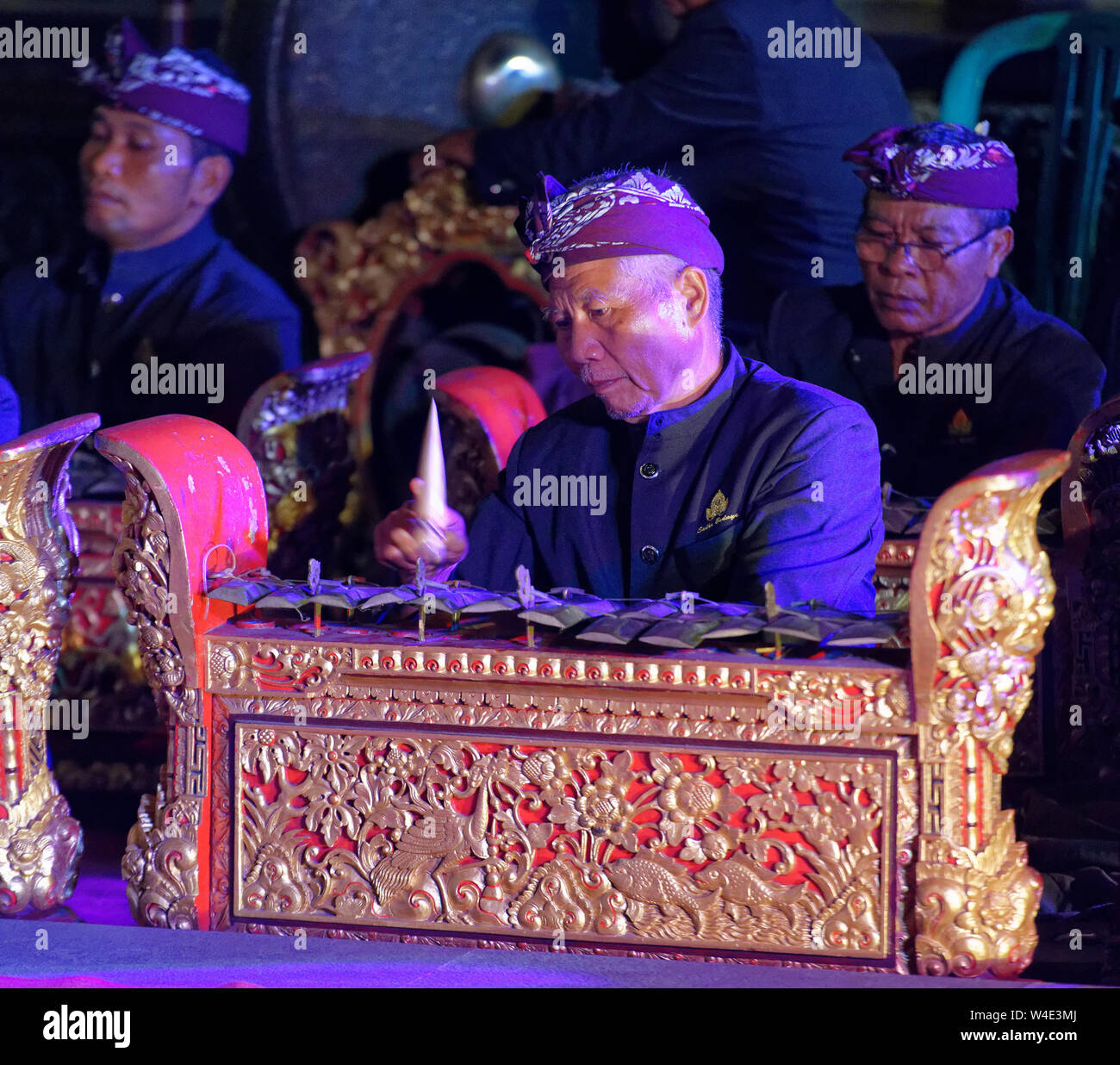 Member of the Gamelan playing Balinese Xylophone to accompany ...