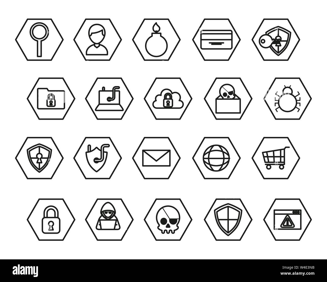 bundle of cyber security monochrome set icons Stock Vector Image & Art ...