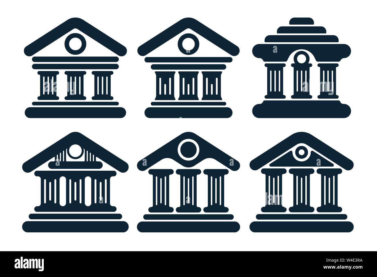 Flat bank building front view on white background. Building icon design ...