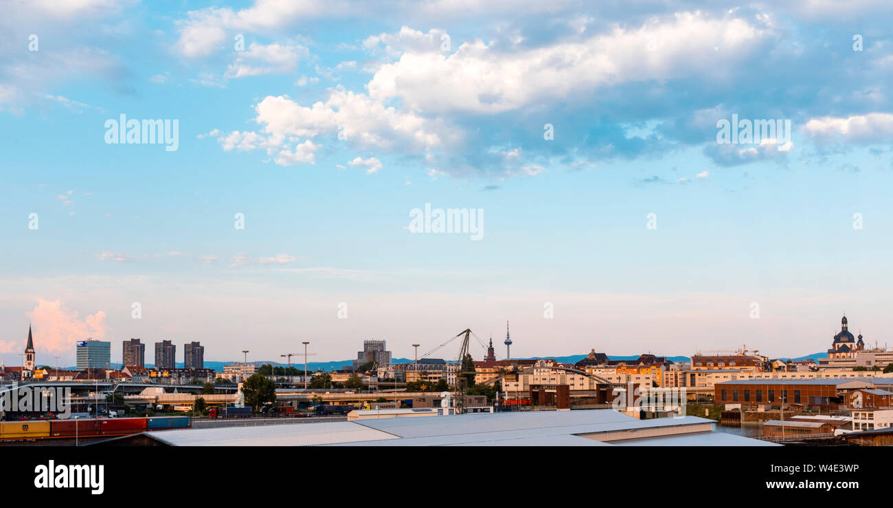 Mannheim, Germany: Skyline with harbour in front Stock Photo - Alamy